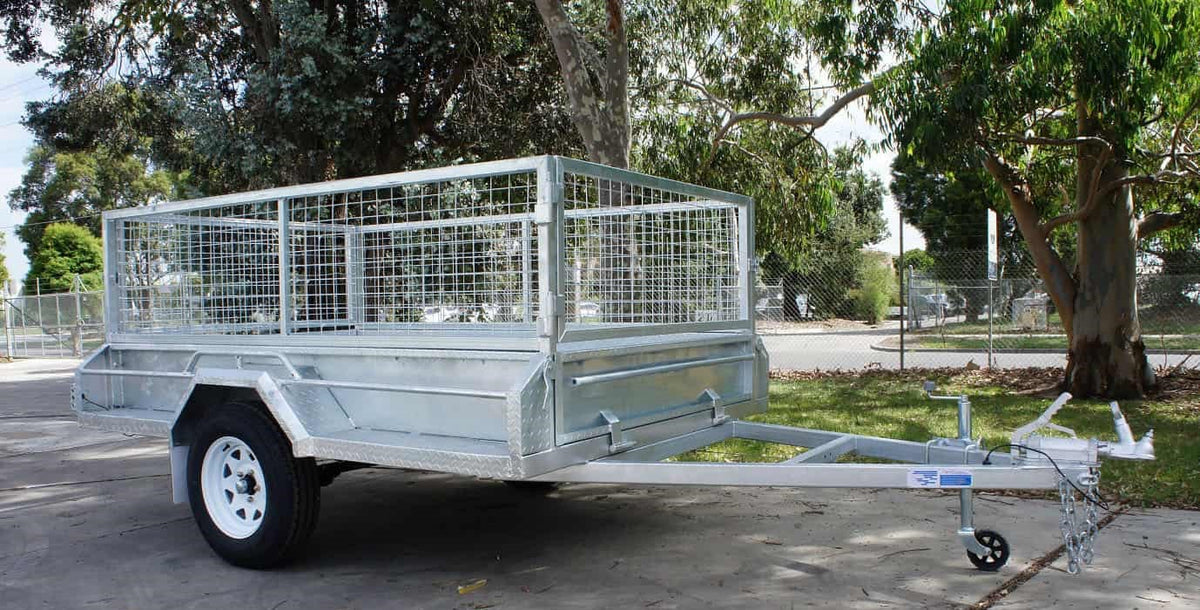 8x5 HEAVY DUTY GALVANISED SINGLE AXLE BRAKED 1400kg ATM BOX TRAILER WI ...